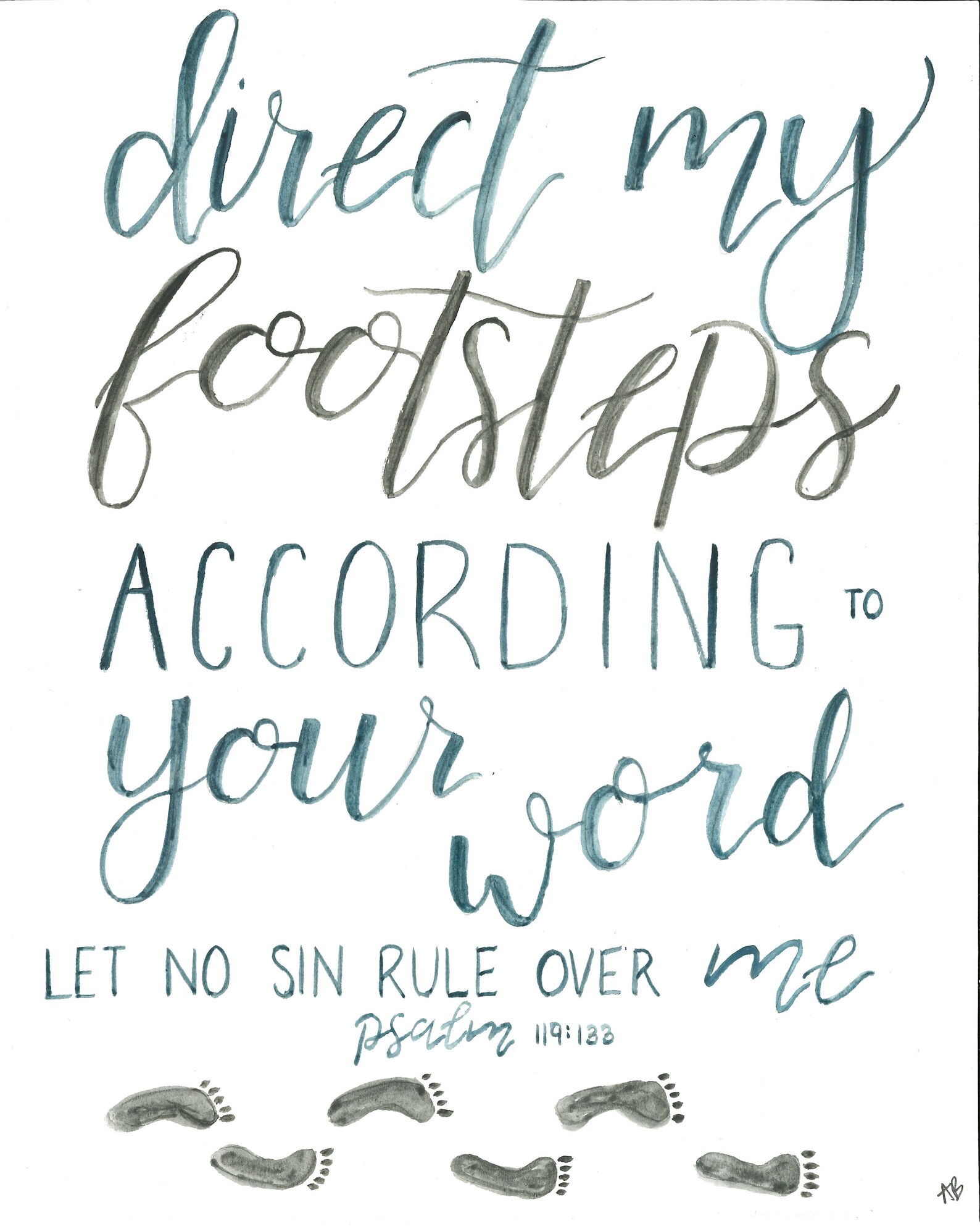 Psalm 119 133 Watercolor Print Etsy