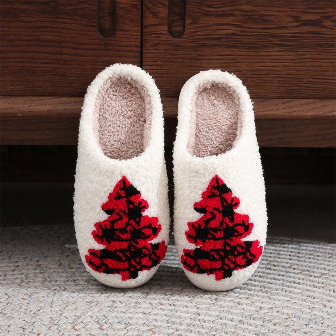 Christmas Red Tree Slippers - Etsy