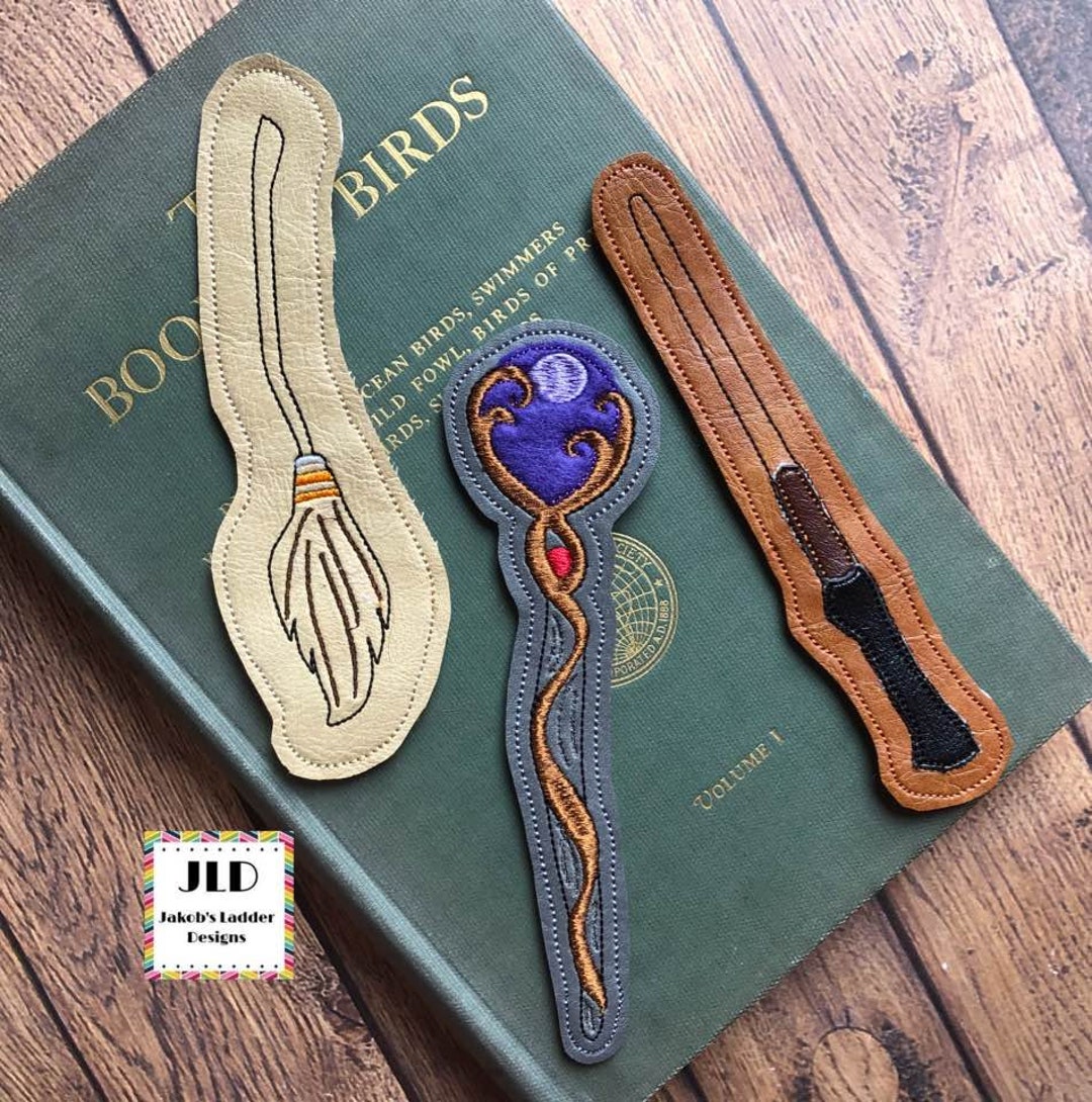 Set of Three Wizard Wand Bookmarks, Digital Download for Embroidery ...