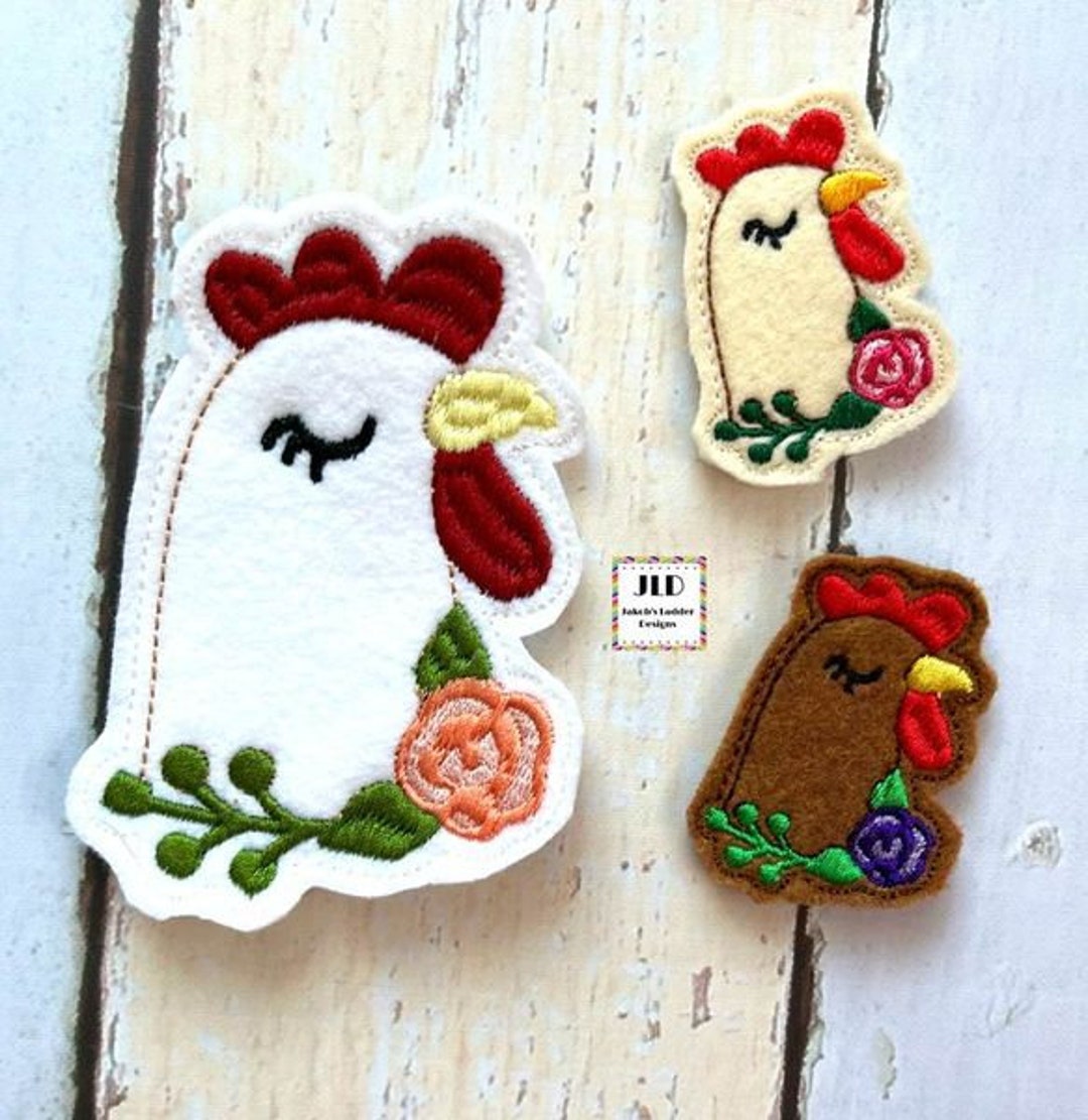 Floral Chicken Feltie Design in 2 Sizes, Digital Download for ...