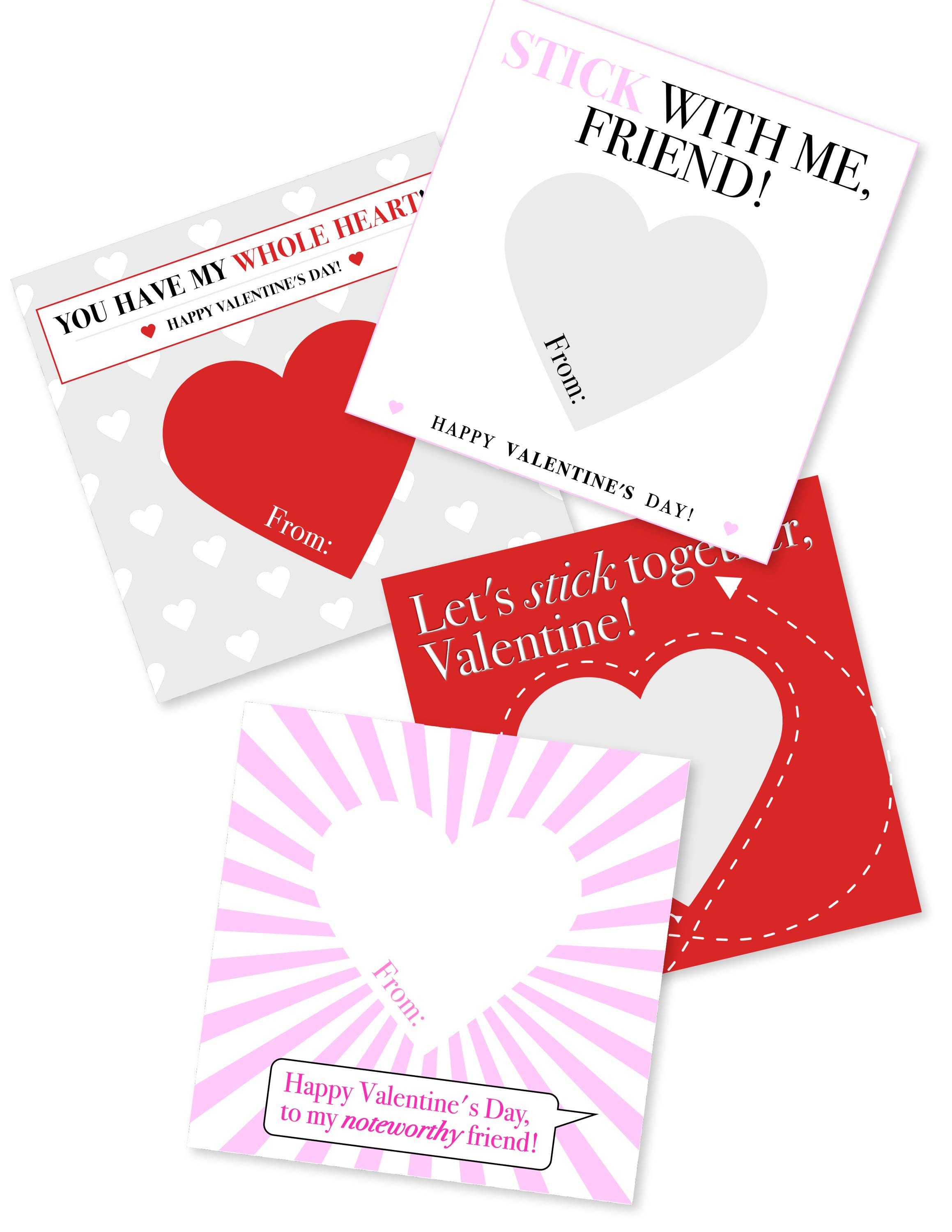 Sticky Note Heart Valentine's Cards: 4"x4" Printable (digital Download ...