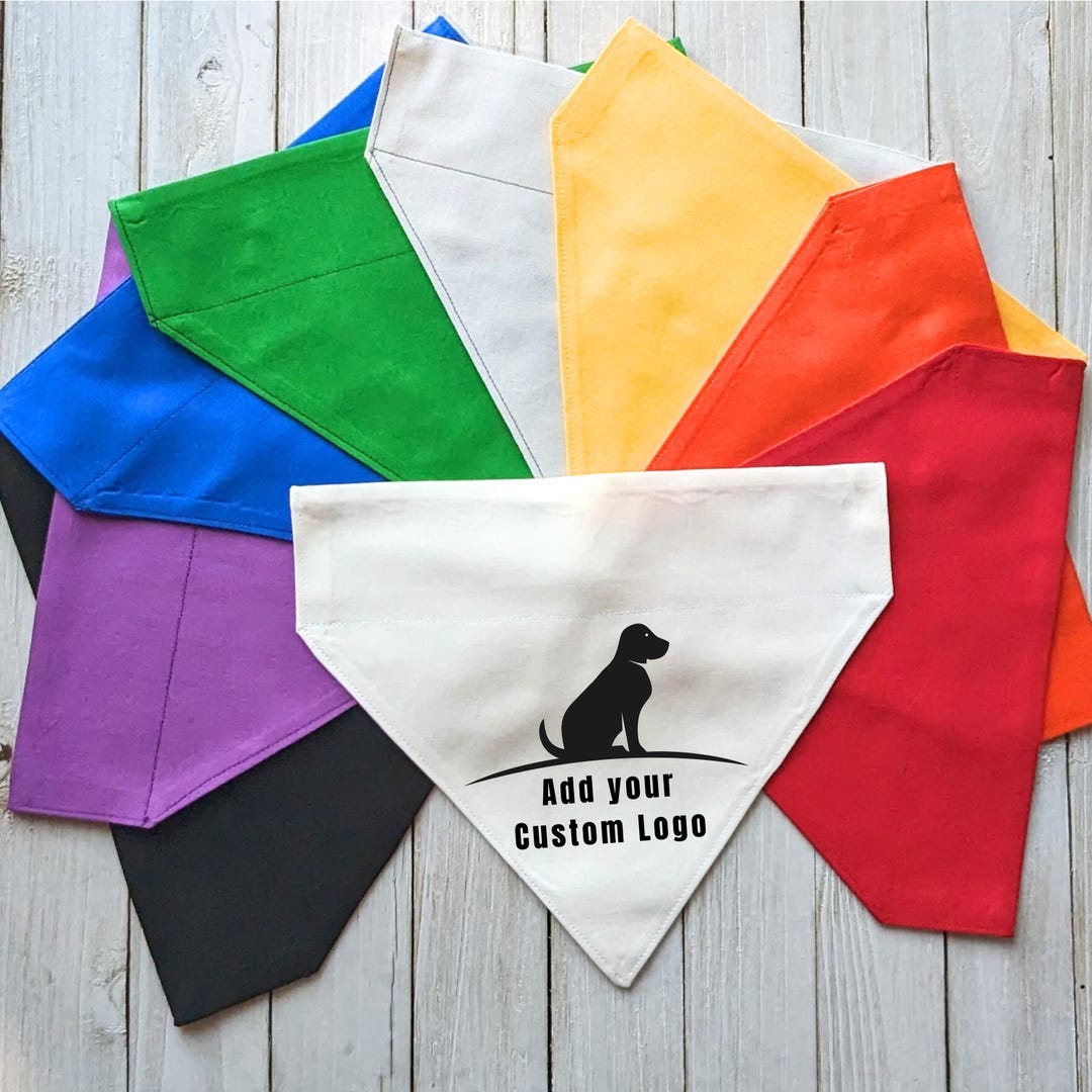 Custom Logo Dog Bandana, Over the Collar Pet Bandana, Bulk Orders - Etsy