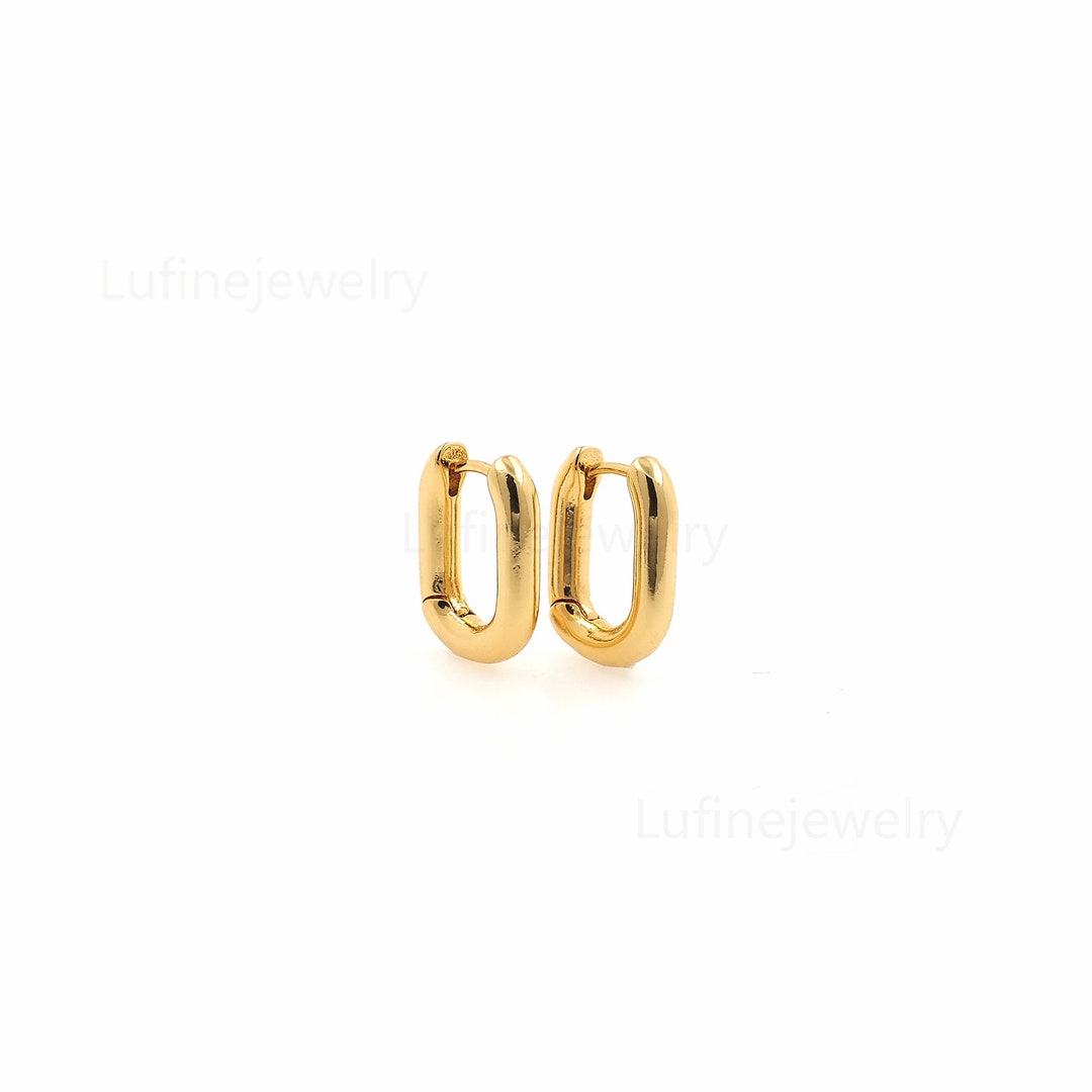 18K Gold Filled Thick Clasp Hoop Earring,minimalist Hoop Earrings ...