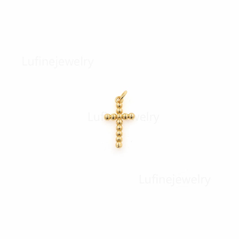 18K Gold Filled Ball Cross Pendantgold Cross Charm Necklace - Etsy