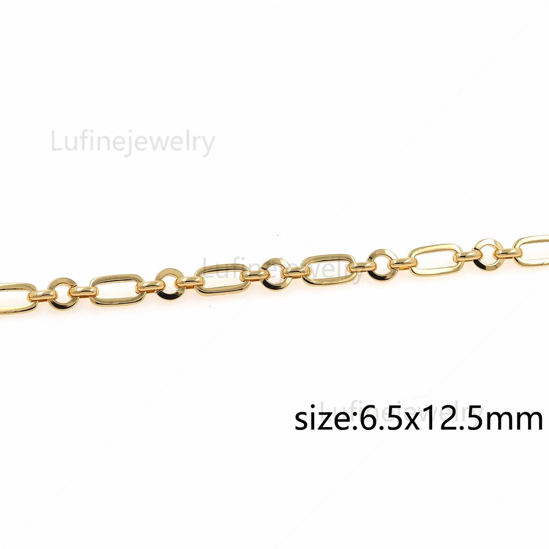 18K Gold Filled Round Paperclip Cable Chain,charm Chiseled Circle Cable ...