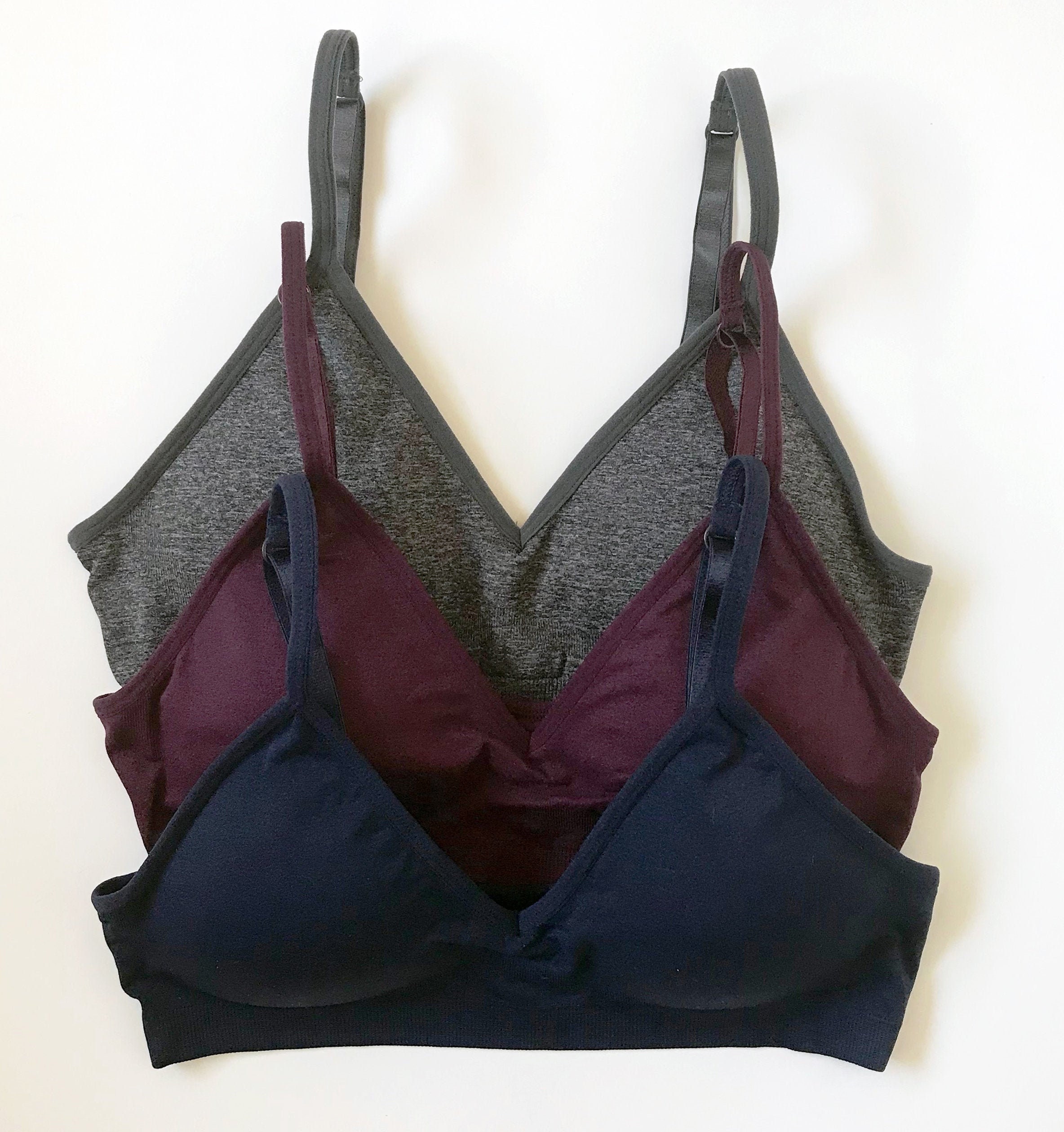 Seamless Padded Bralette - V Neck Bralette With Adjustable Padding ...