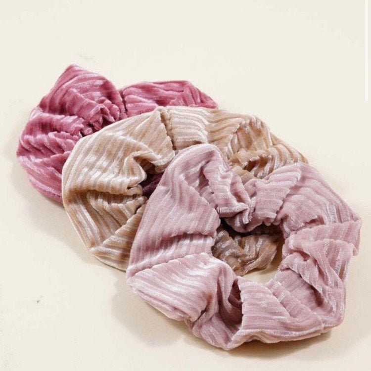 Soft Velvet Textured Scrunchies for Hair Assorted Colors - Etsy