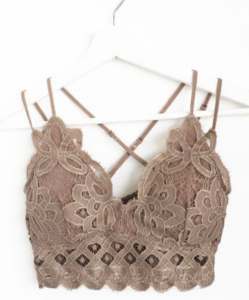Floral Lace Crochet Bralette Multi Color Padded Diamond Etsy