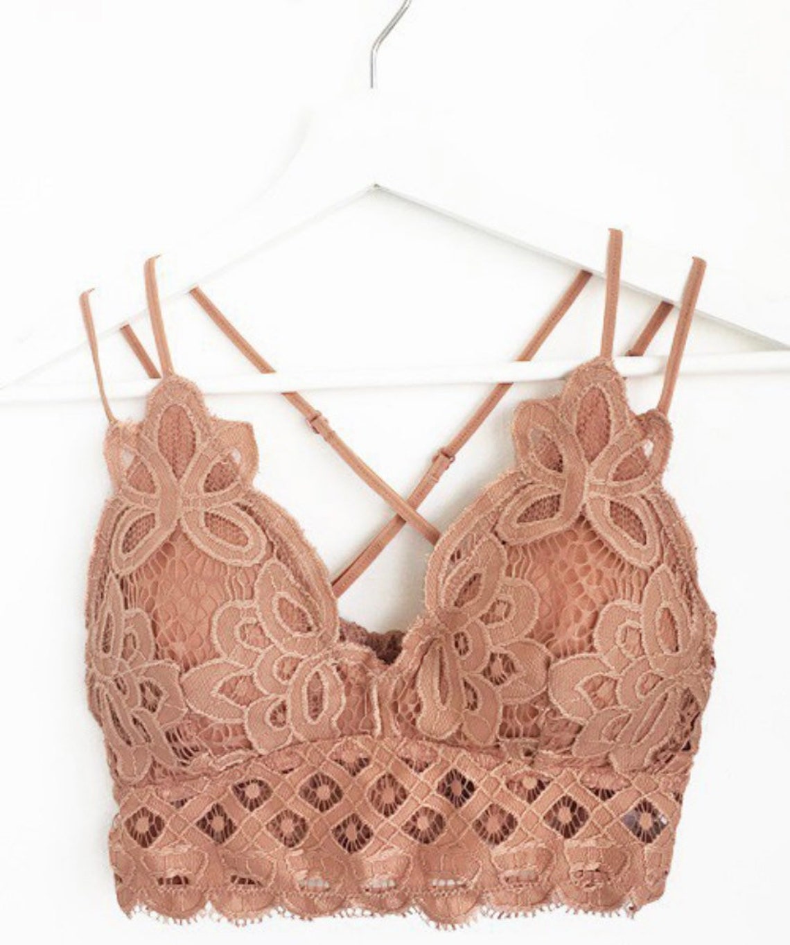 Floral Lace Crochet Bralette - Multi Color, Padded, Diamond Shape ...