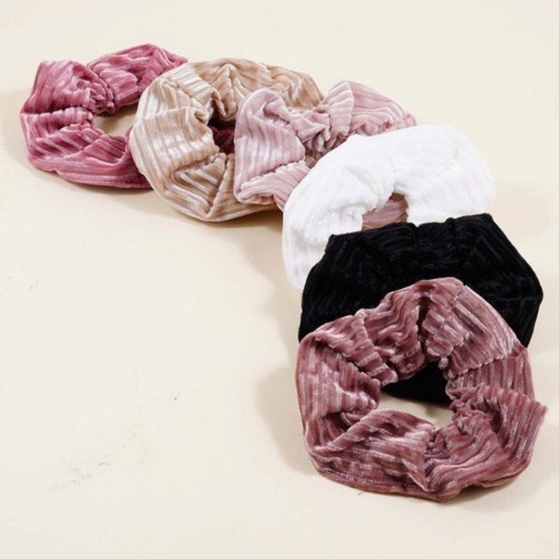 Soft Velvet Textured Scrunchies for Hair - Assorted Colors - Etsy