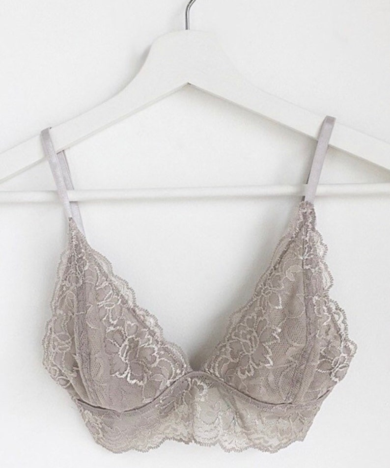 Floral All Over Lace Trim Triangle Bralette | Etsy