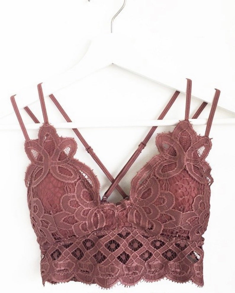 Floral Lace Crochet Bralette - Multi Color, Padded, Diamond Shape ...