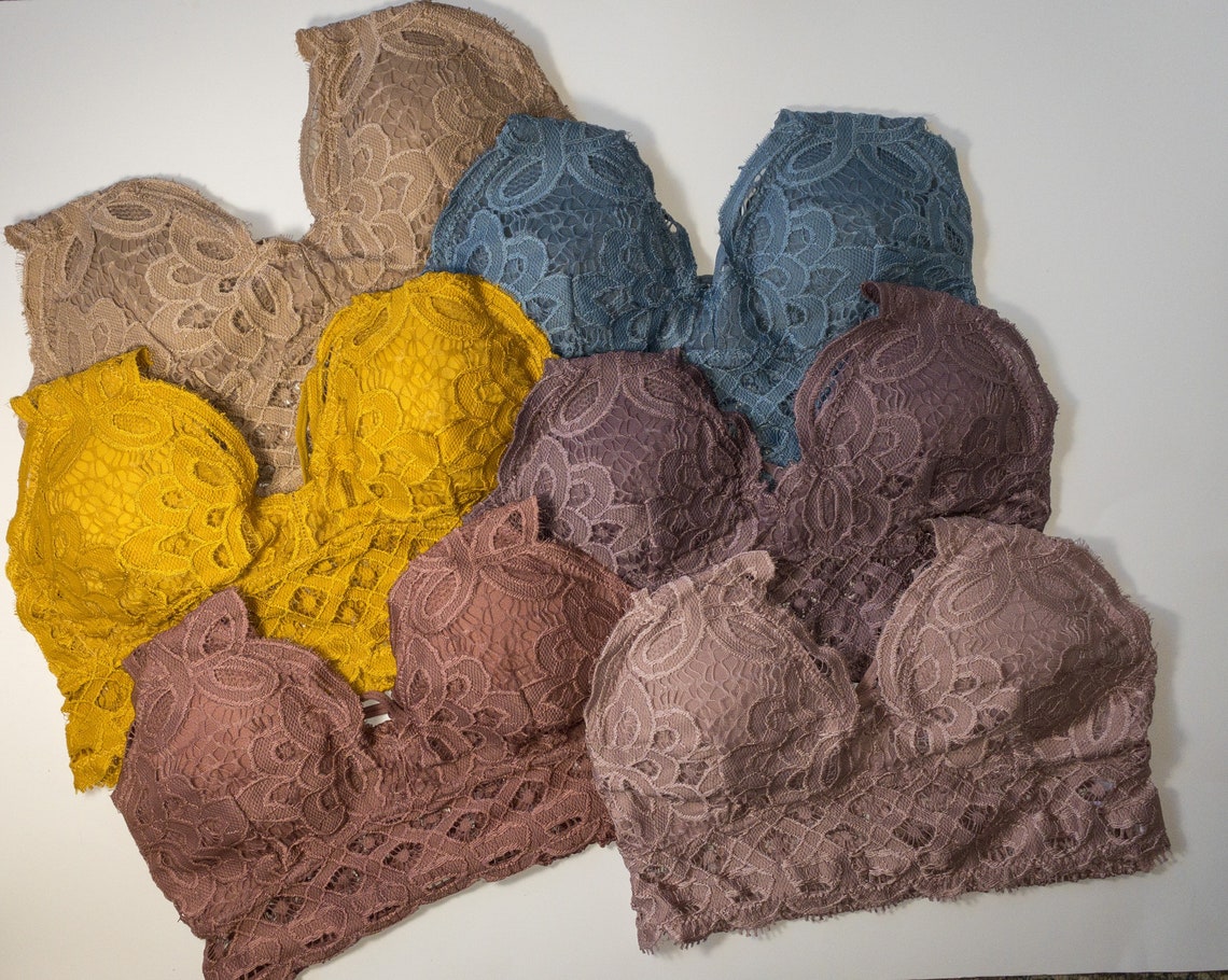 Floral Lace Crochet Bralette Multi Color Padded Diamond | Etsy
