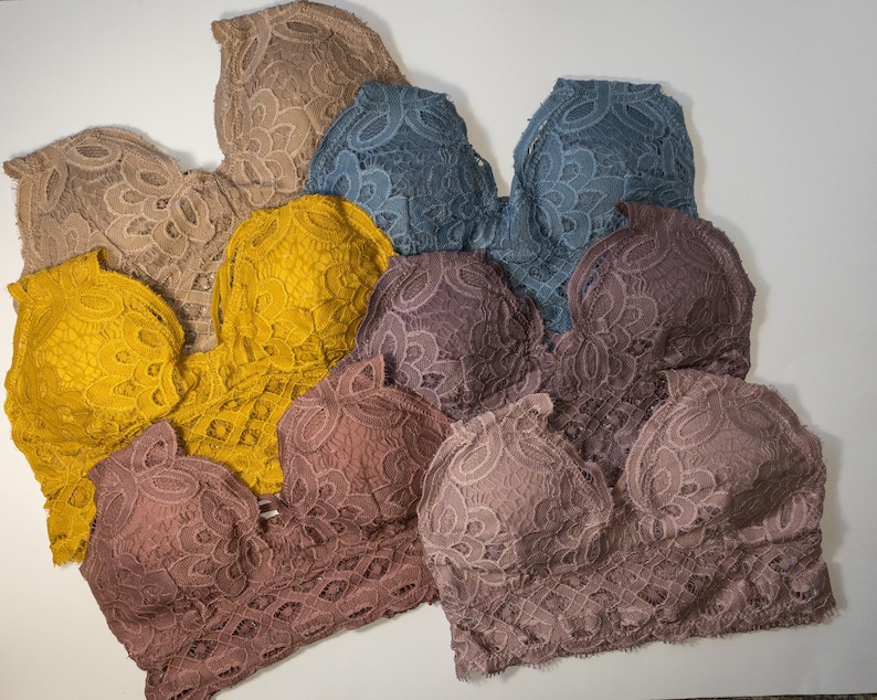 Floral Lace Crochet Bralette - Multi Color, Padded, Diamond Shape ...
