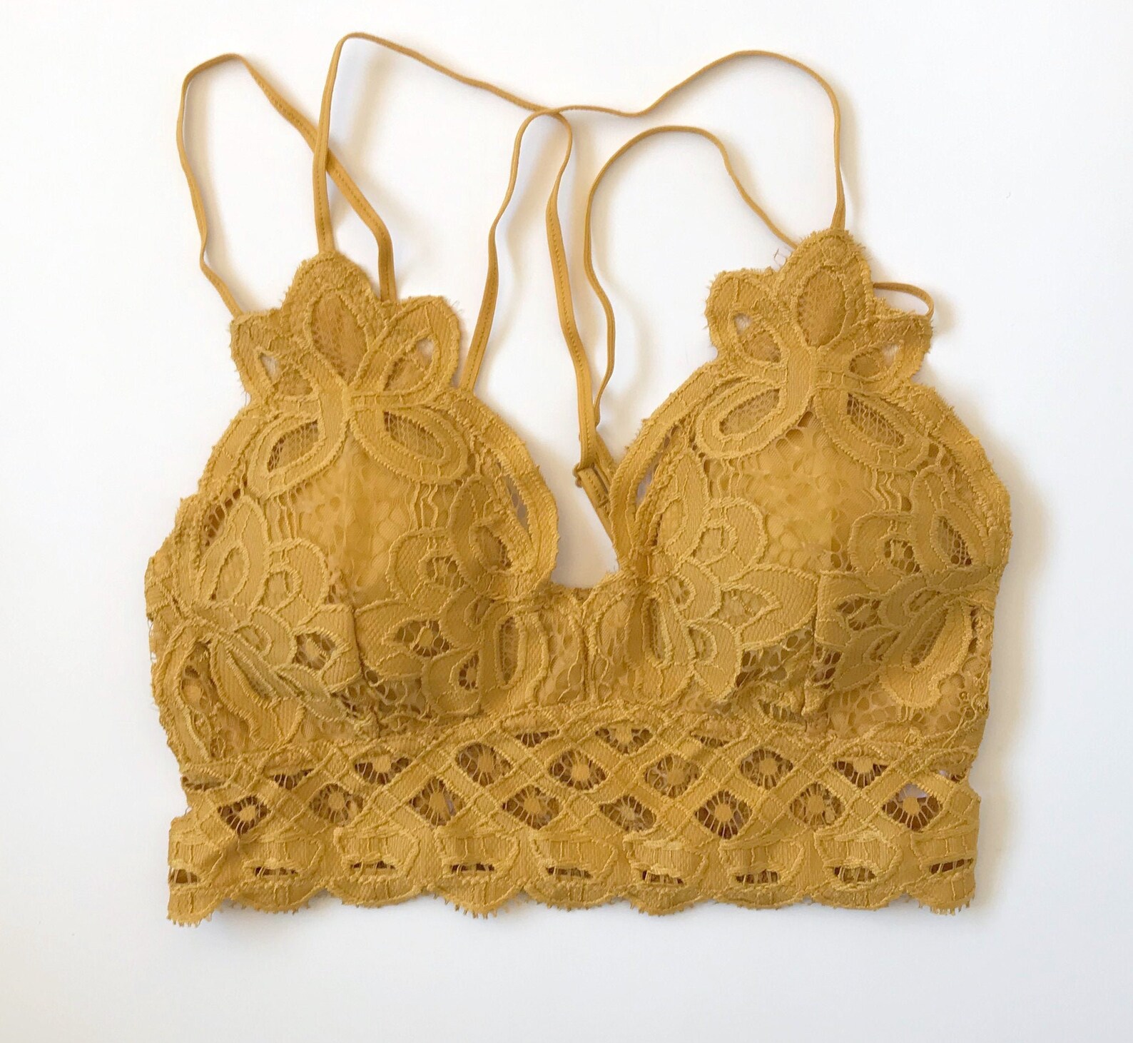 Floral Lace Crochet Bralette - Multi Color, Padded, Diamond Shape ...