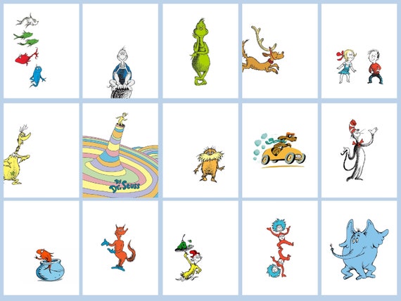Dr Seuss Book Characters Gallery Wall Art Kindergarten first - Etsy