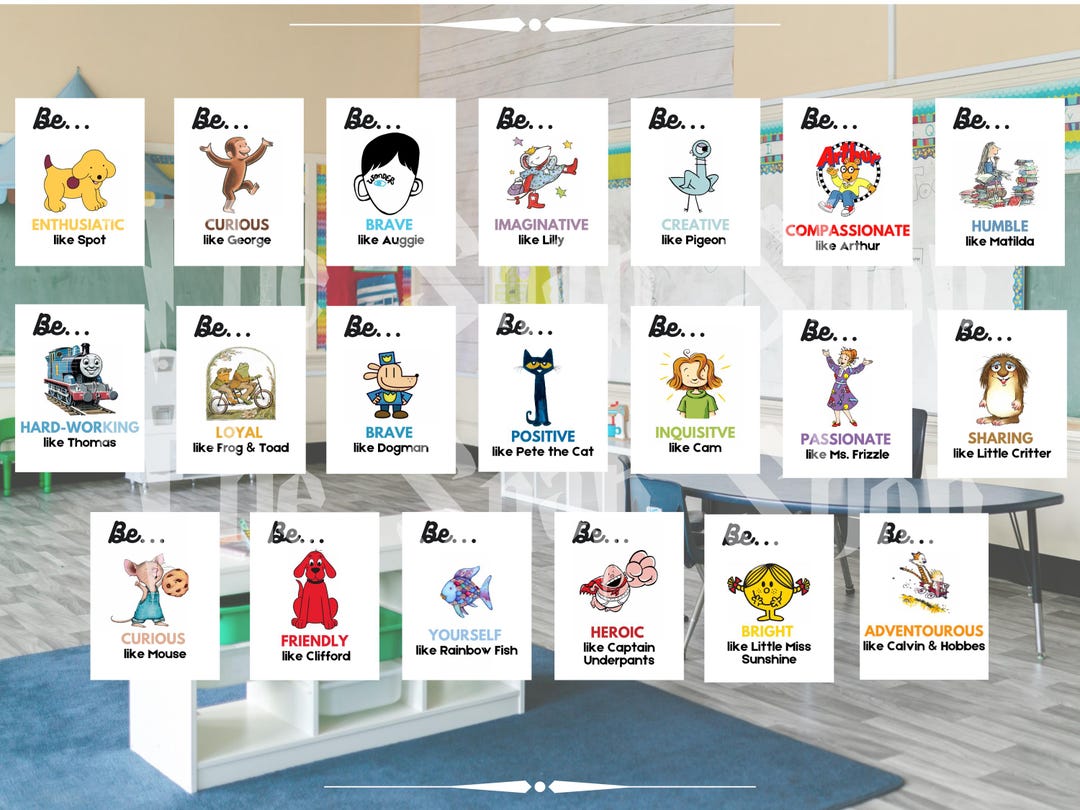 Children’s Book Character Wall Art | Classroom Decor for Kindergarten ...