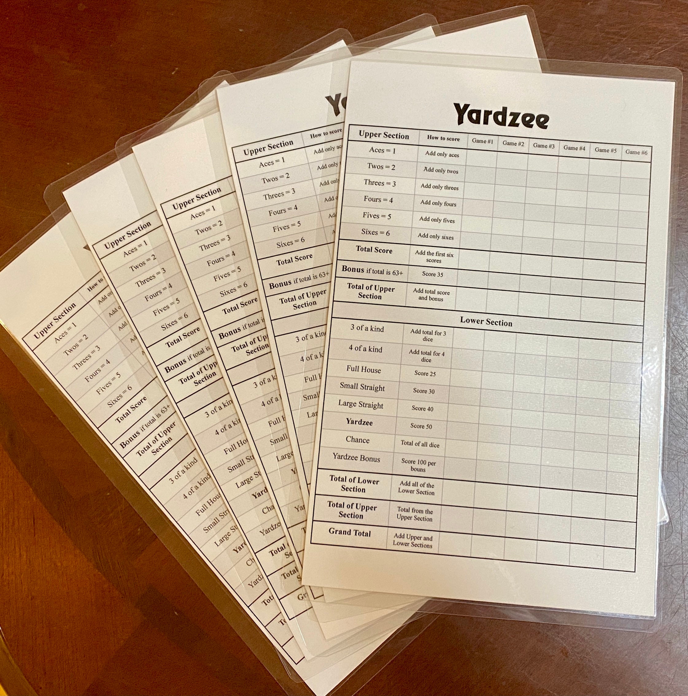 Yardzee Score Cards - Etsy