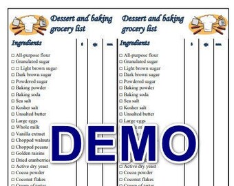 Printable EDITABLE 2 in 1 Basic Dessert and Baking Ingredients Grocery ...