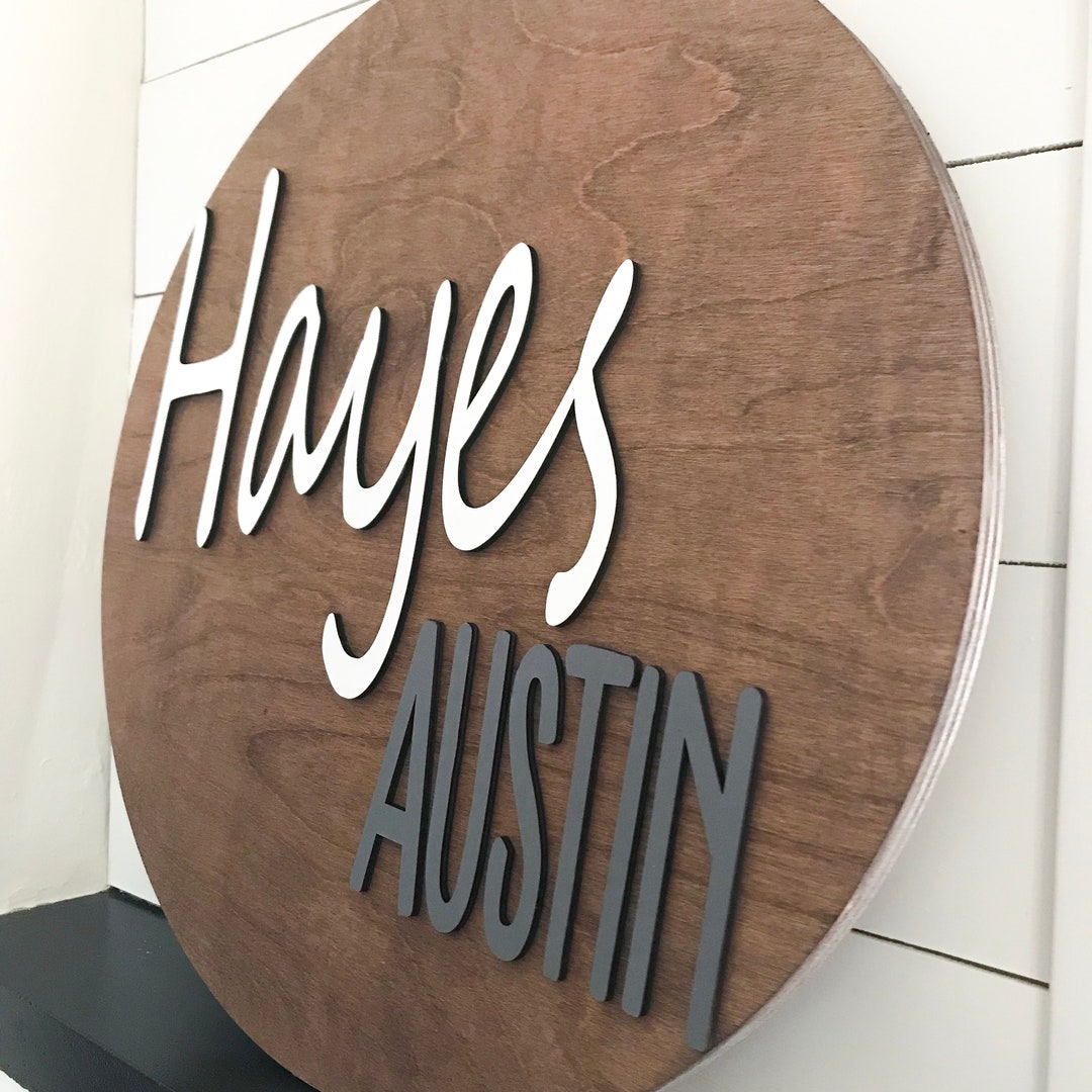 24" 3D Round Custom Name Sign, Baby Name, Personalize - Etsy