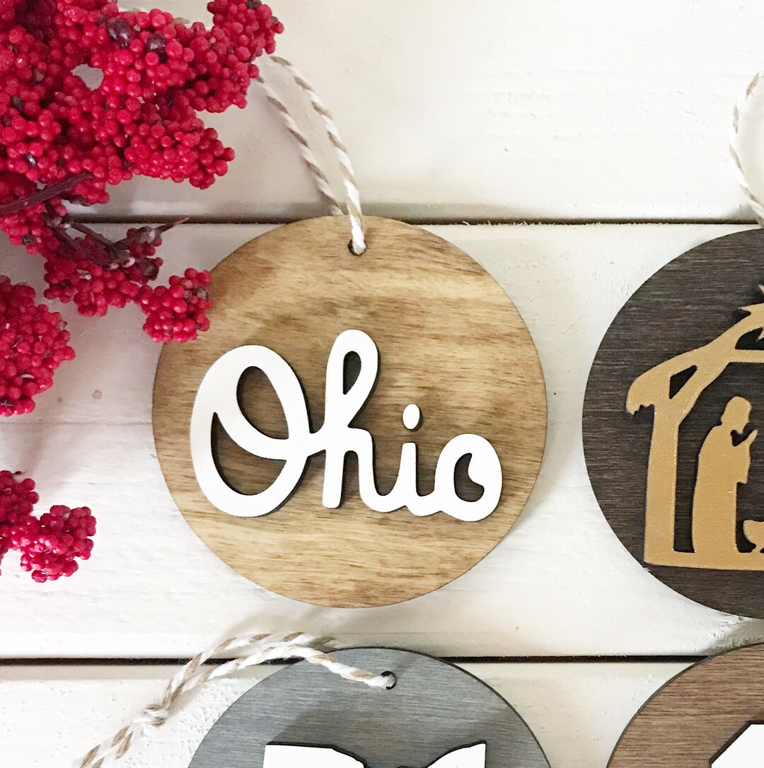 Script Ohio Ornament, Wood Ohio Letters, Stocking Stuffer, State ...