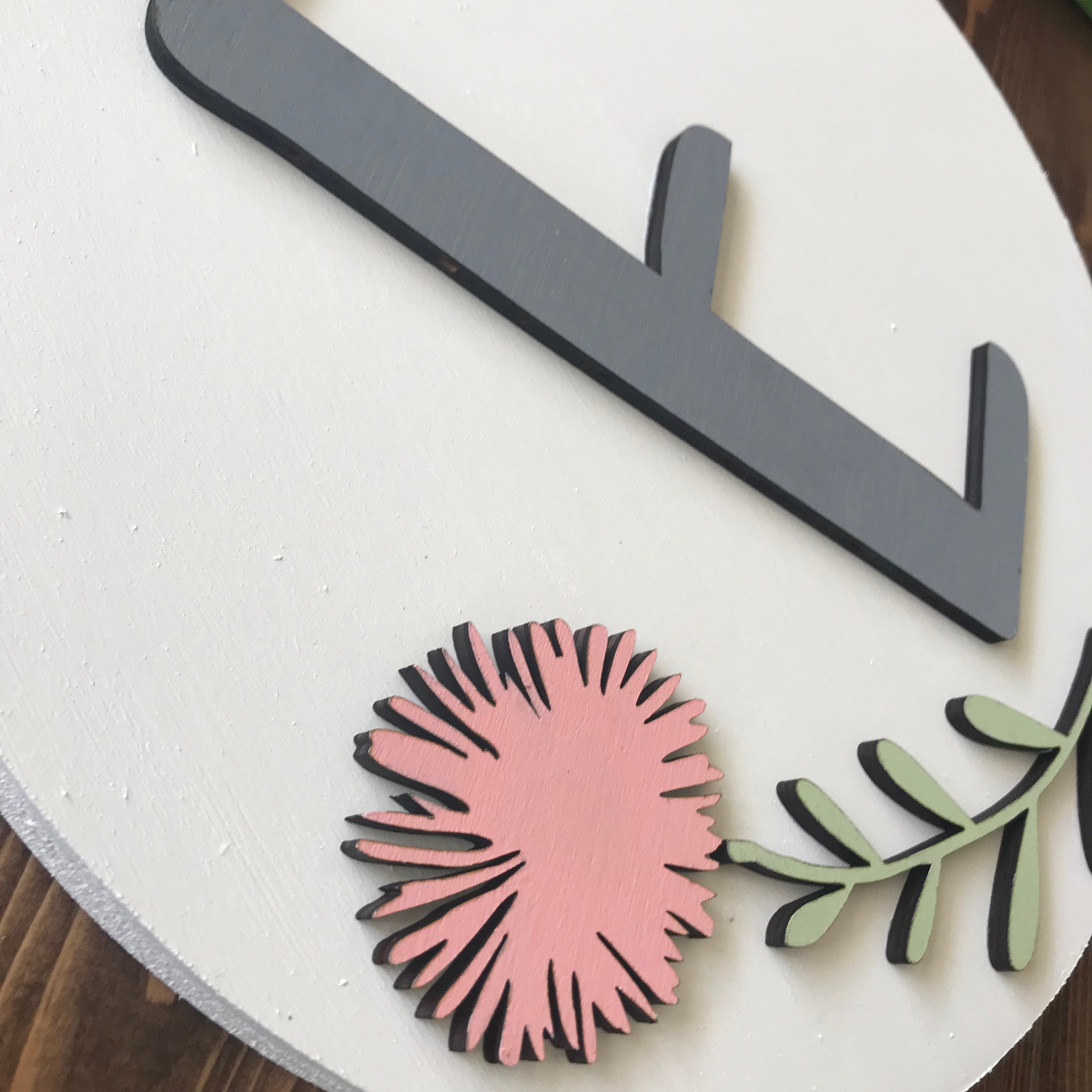 3D Round Initial Sign Round sign flower round floral sign | Etsy