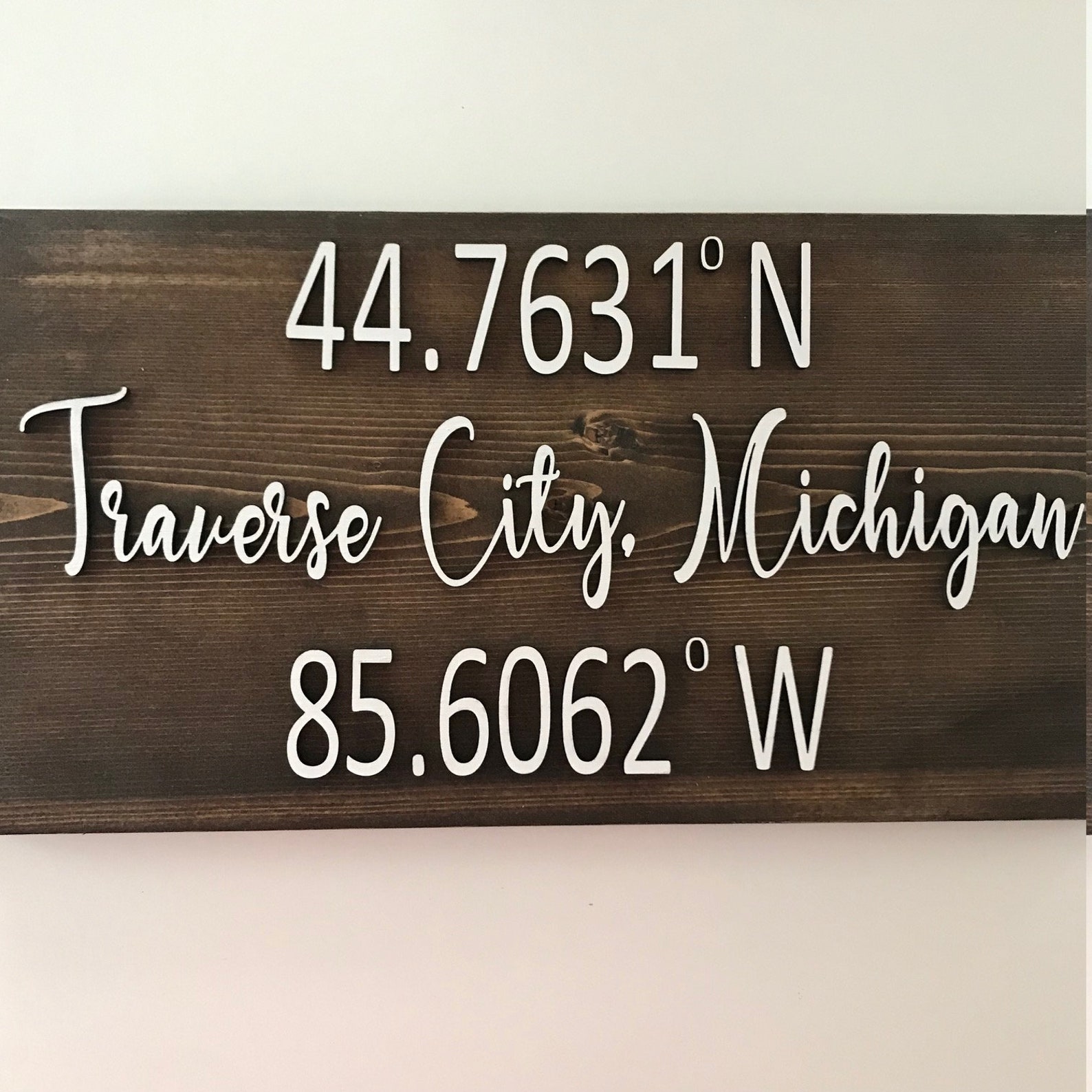 Coordinate City Sign Wood Lat Long Sign 3D Latitude - Etsy