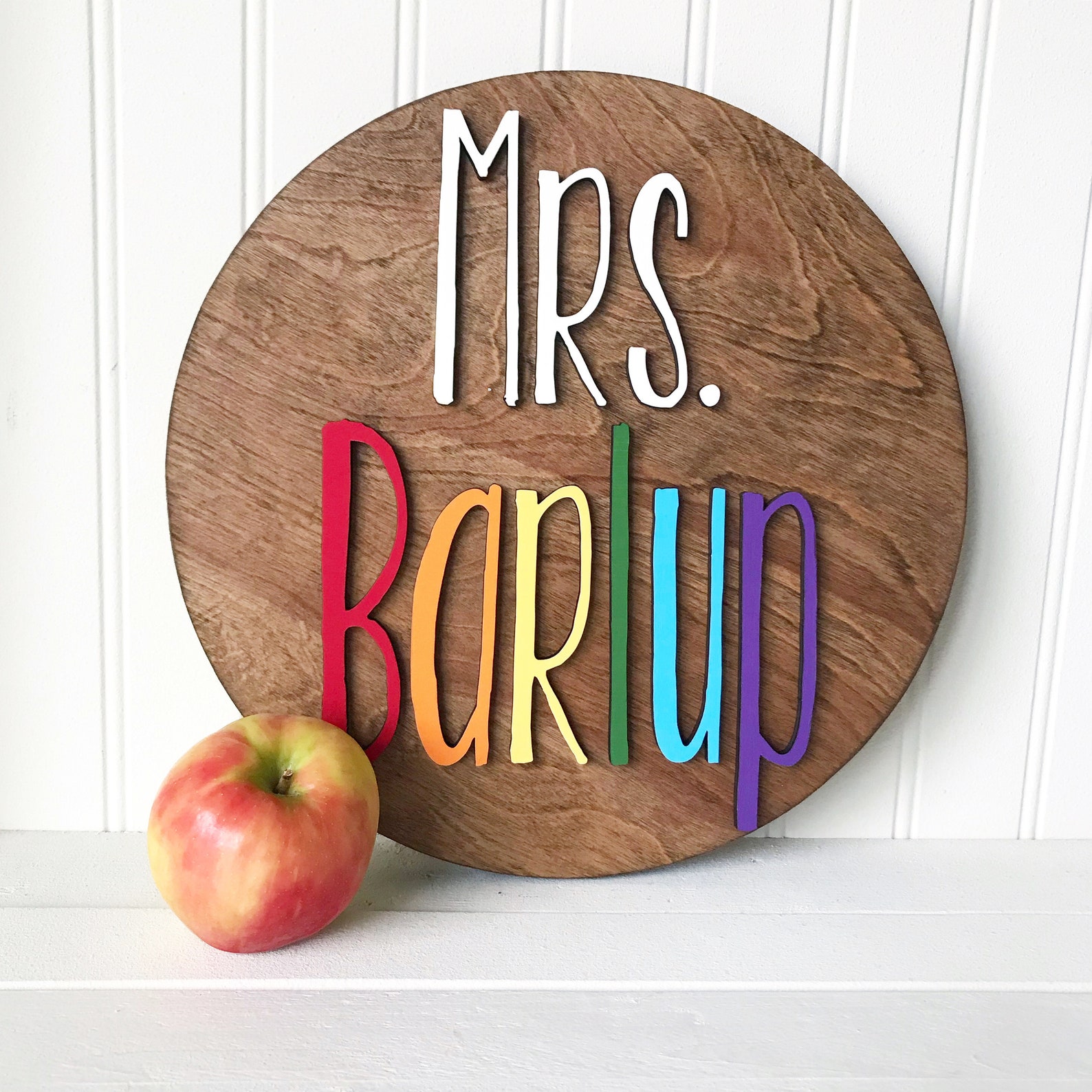 Teacher Appreciation Gift Classroom Sign Round Teacher Name - Etsy