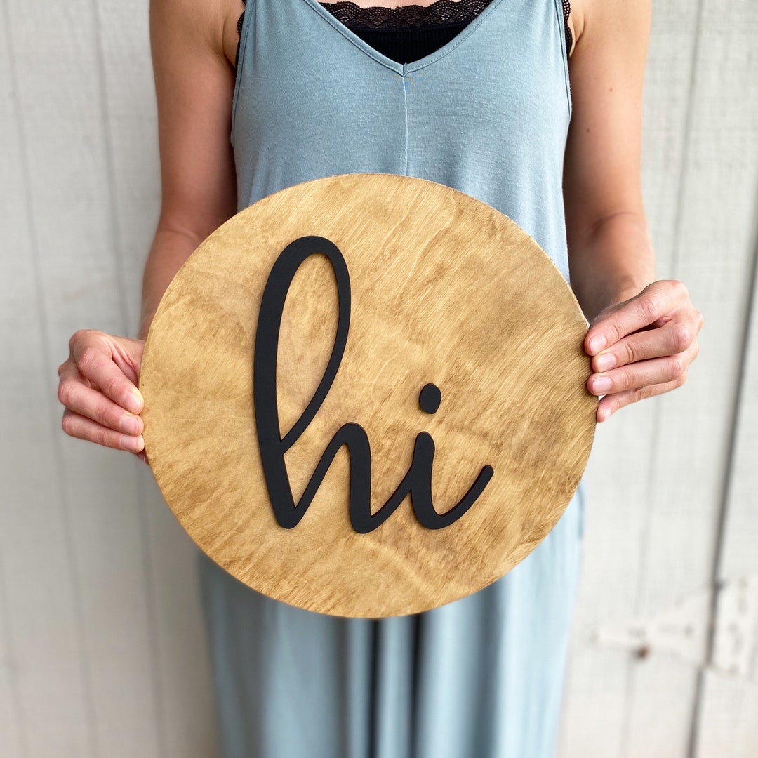 Hi Sign, Wood Hello, Welcome, Porch, 3d, Laser Cut, Hello, Farmhouse ...