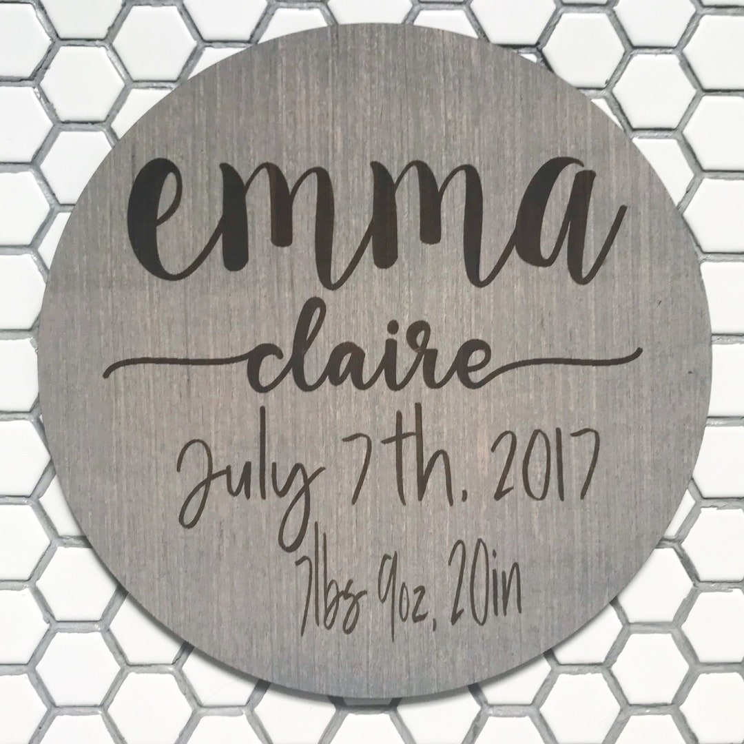 Round Baby Stat Sign; Engraved Circle Stat Sign; Playroom Wall Sign ...