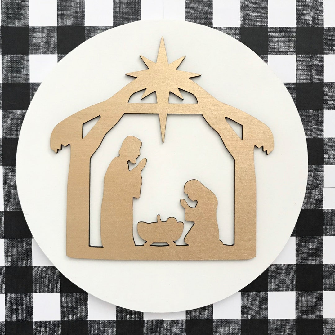 3D Nativity Display, Christmas Decor, Baby Jesus and Parents, Round ...