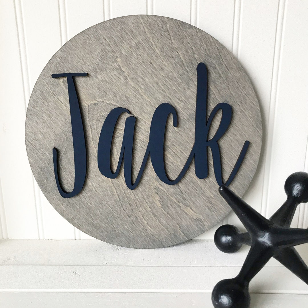 Round Kid Name Sign Round Nursery Name Custom Name Sign Baby Name Sign ...