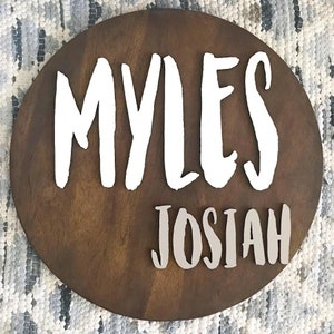 Baby Shower Gift Personalized - Round Nursery Decor - Round Wood Name ...