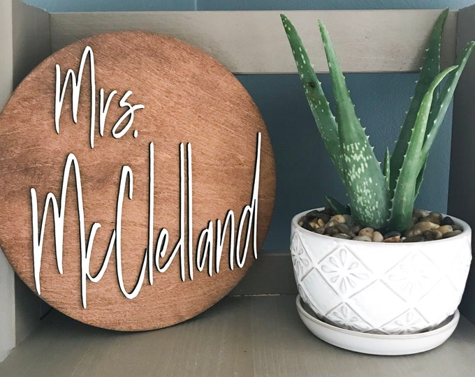 Teacher Name Sign; Round; 3D; Laser Cut; Back to School - Etsy