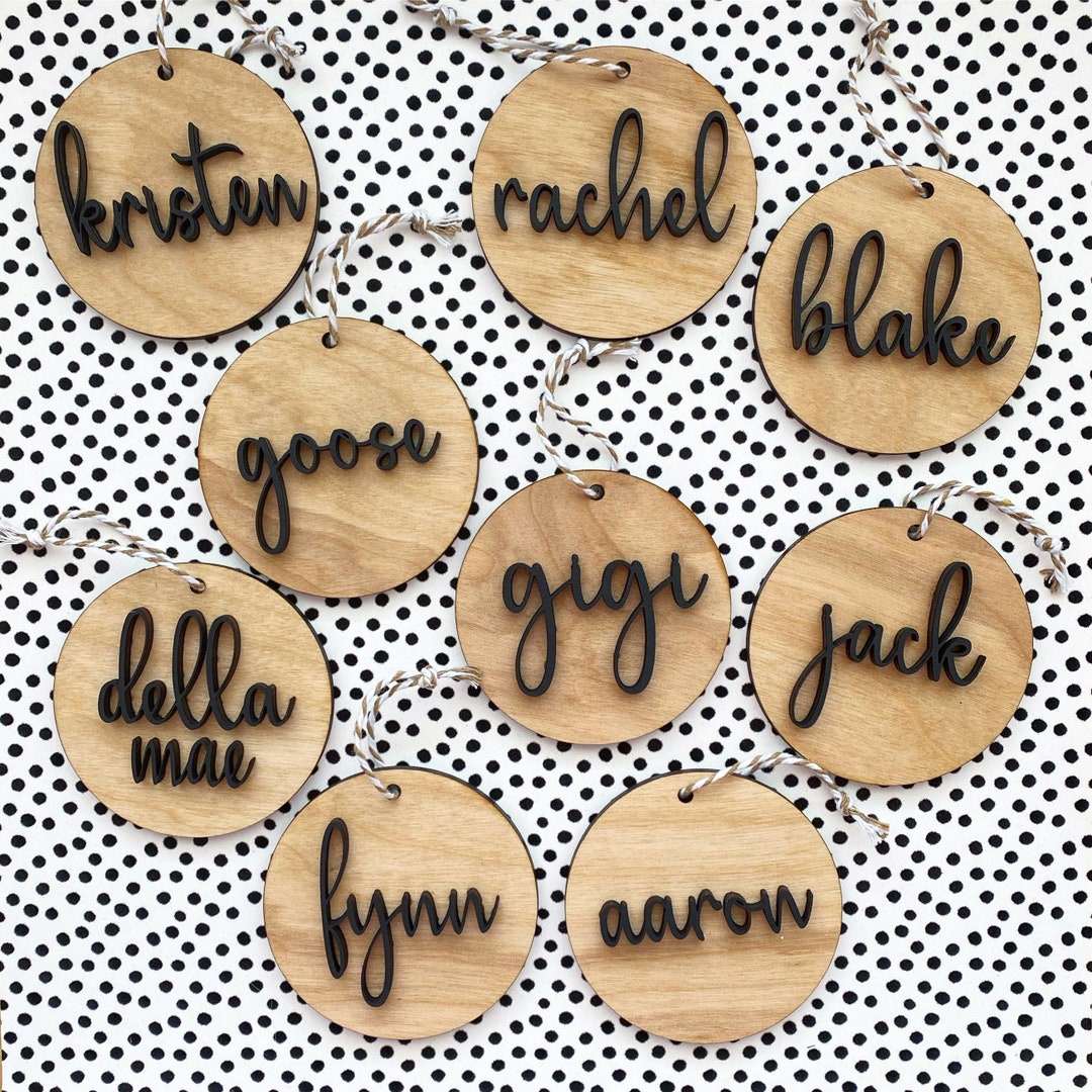 Stocking Tags Wood Stocking Tags Personalized Ornament Circle Tags ...