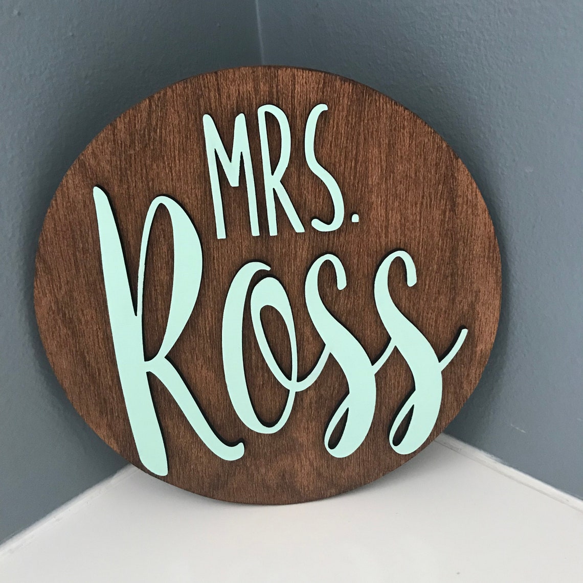 Teacher Name Sign Round 3D Laser Cut Back to School | Etsy