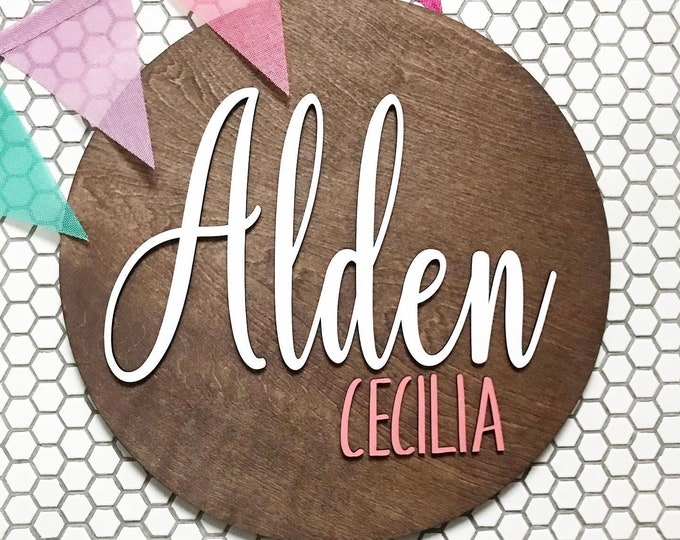 Simple Round Nursery Sign - Round Wood Name - Circular Nursery - Name ...