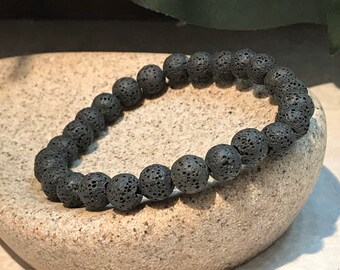 Mens Lava Beaded Bracelet // Lava Double Crown Skull // Custom - Etsy