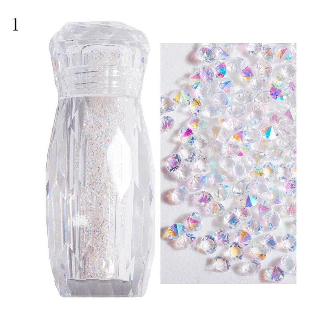 Bottle 3D Gems Micro Pixie Nails Decoration Glass AB Crystal Dust Micro Zircon Nail Rhinestones ...