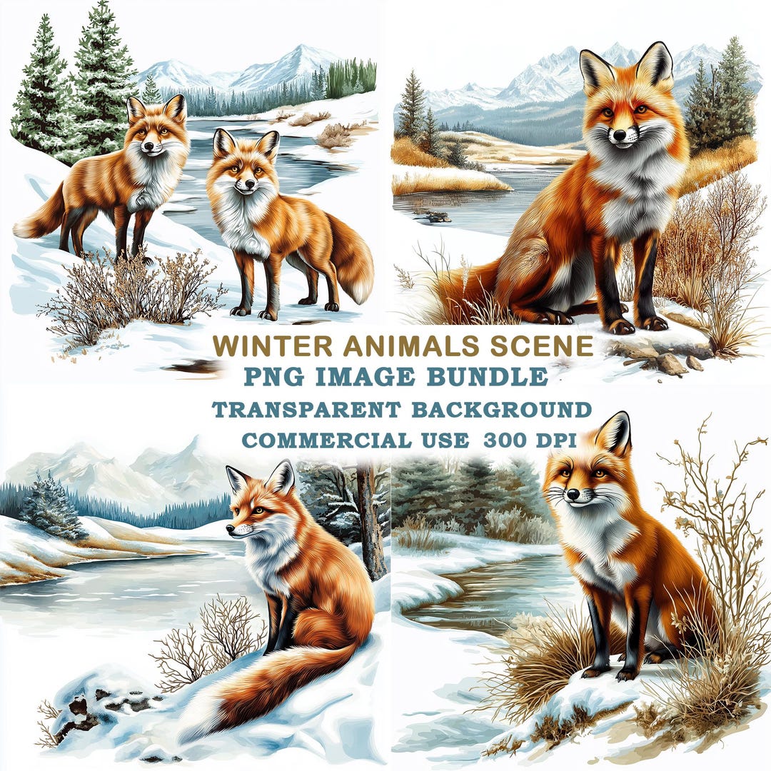 Red Fox Wildlife PNG Bundle Woodland Animal Clipart - Etsy