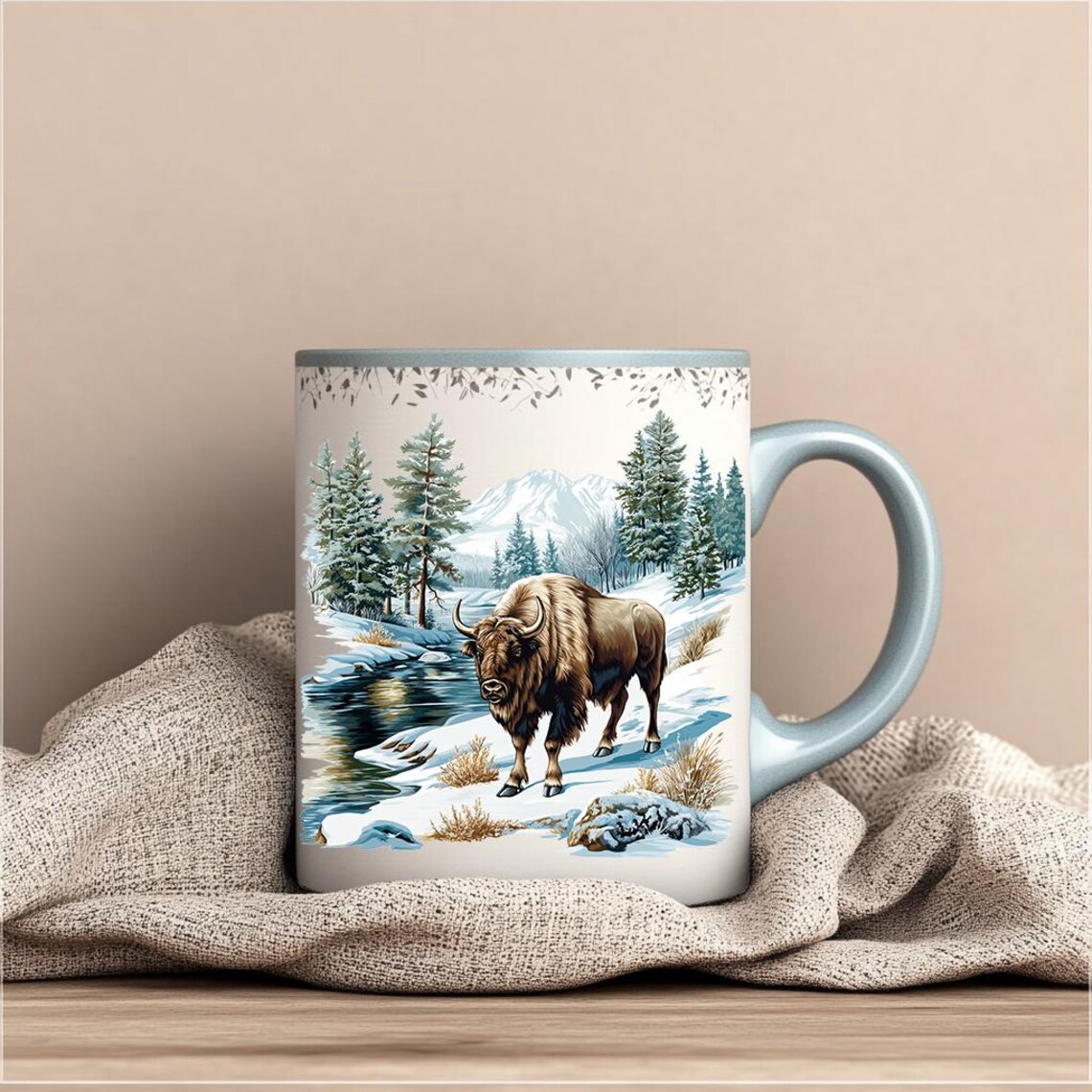 Bison Retro Winter Scene Digital Clipart Bundle High-resolution PNG ...