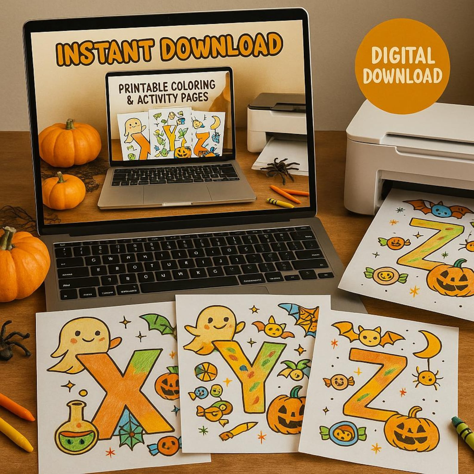 Halloween ABC Activity Book | Coloring & Riddles (PDF) - Etsy