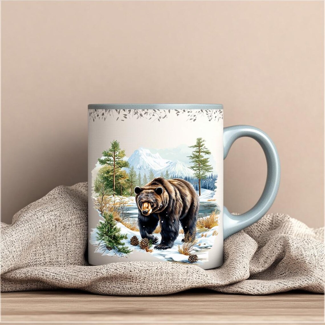 Black Bear Retro Winter Scene Digital Clipart Bundle High-resolution ...