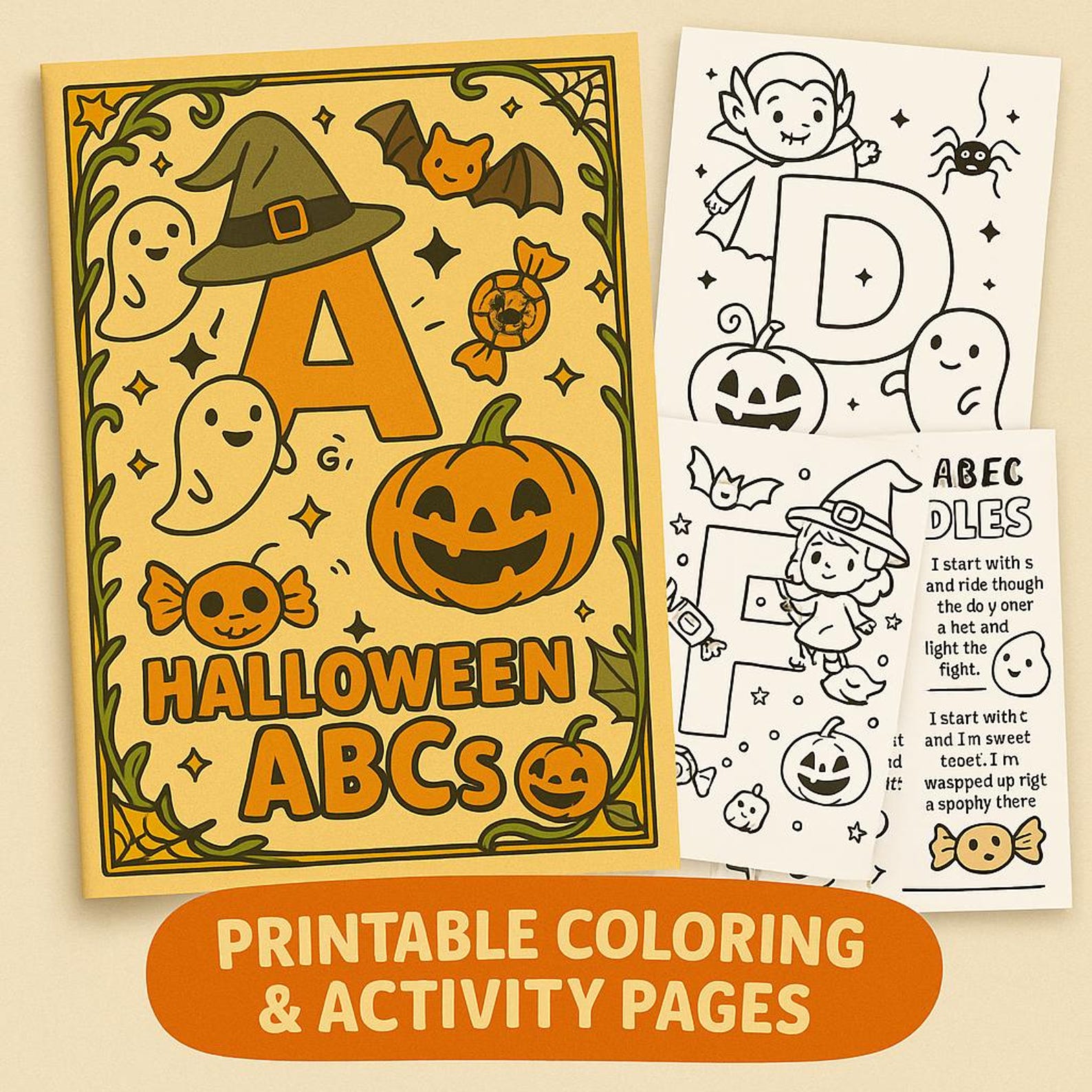 Halloween ABC Activity Book | Coloring & Riddles (PDF) - Etsy