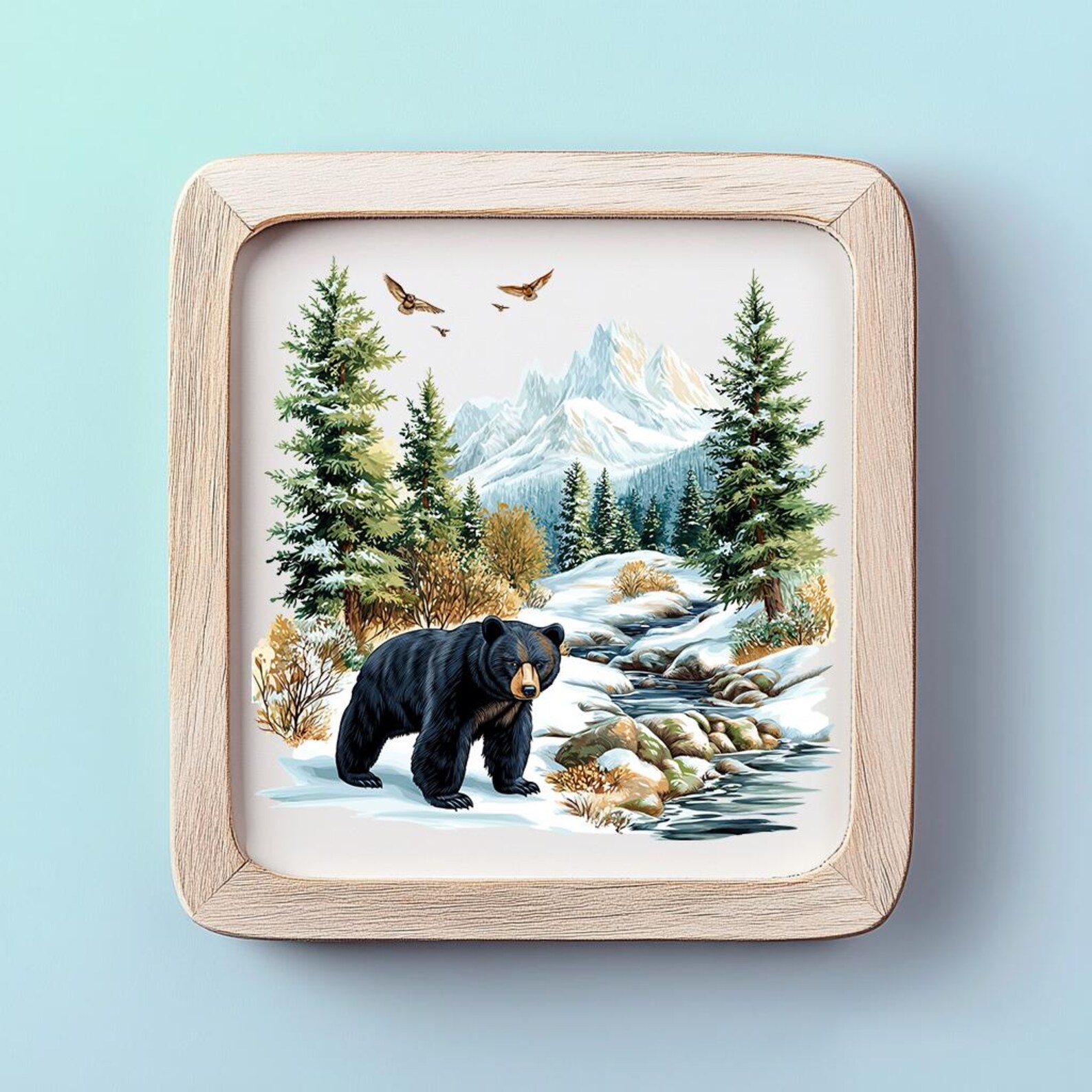 Black Bear Winter Scene Clipart: Retro PNG Bundle (digital Download) - Etsy