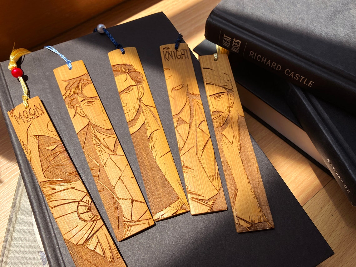 Moon Knight Bamboo Bookmark Set Marc Spector Steven Grant - Etsy