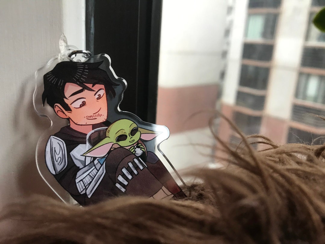 Din Djarin and Baby Grogu | the Mandalorian Acrylic Keychain Charm - Etsy