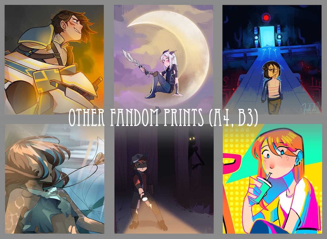 Cartoon (+others) Prints - the Dragon Prince, Gravity Falls, Undertale ...