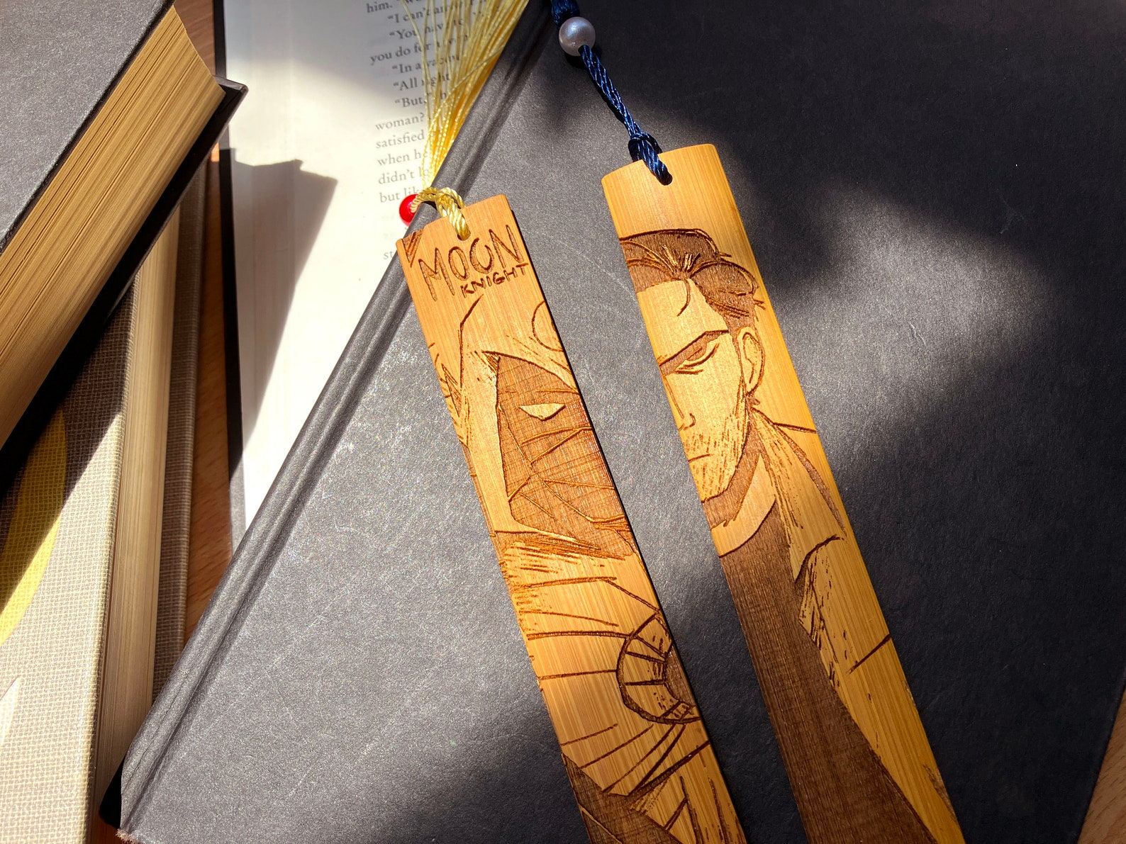 Moon Knight Bamboo Bookmark Set Marc Spector Steven Grant - Etsy