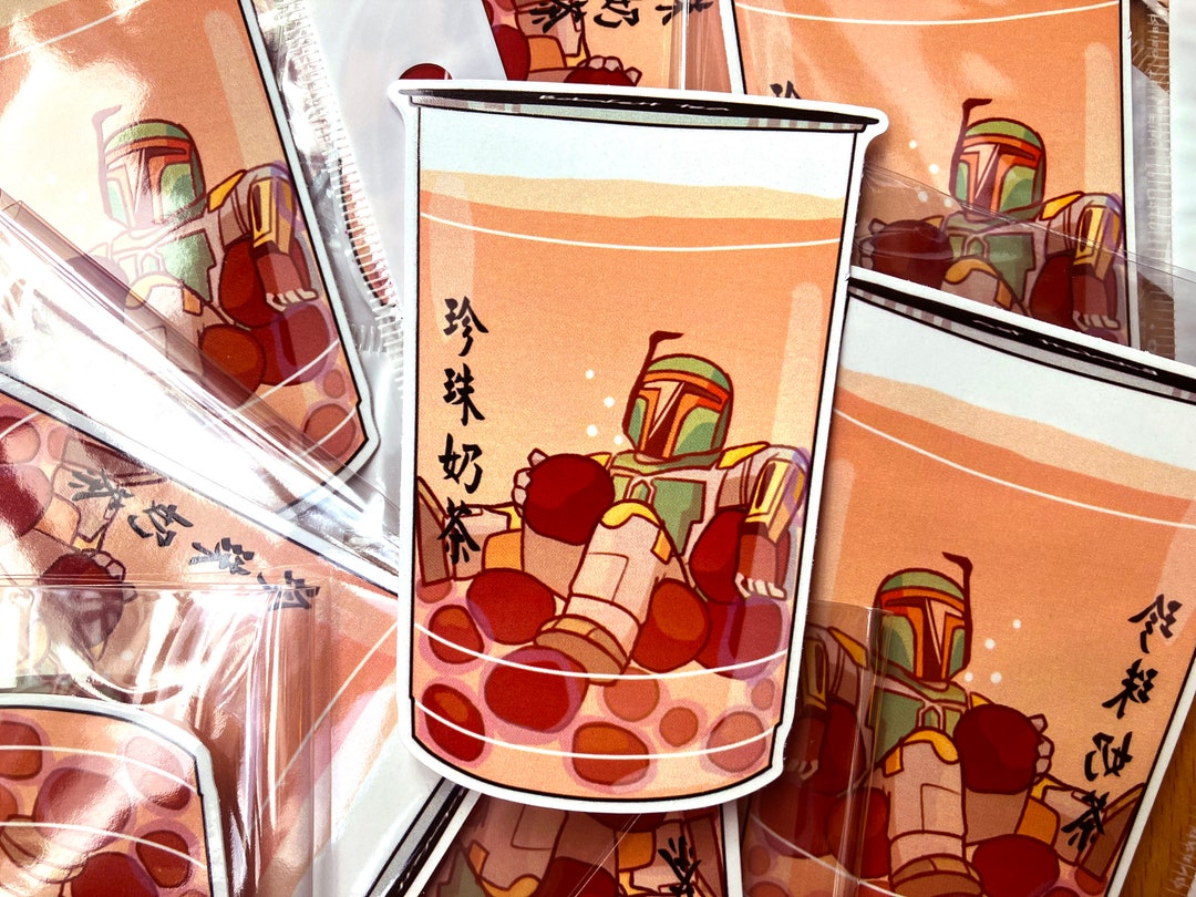 Boba Fett in Boba Tea | Star Wars Big Sticker - Etsy